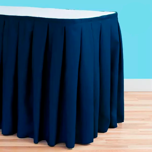21ft Navy Blue Polyester Table Skirt – PartyGo Rentals